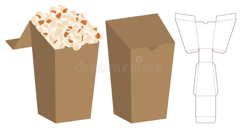 Popcorn Box Template Die Cut Stock Illustrations – 162 Popcorn Box ...