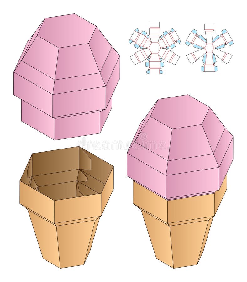 Box Packaging Std-Cut Vorlage Design 3D-Modell Vektor Abbildung ...