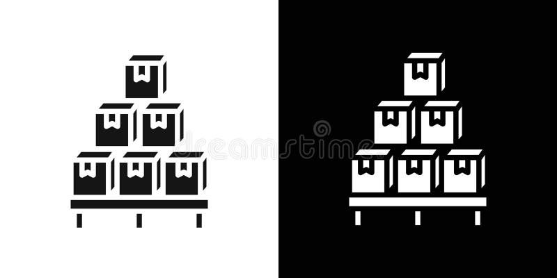 Box on a Pallet Icon Flat Vector Set Outline Stock Vector ...