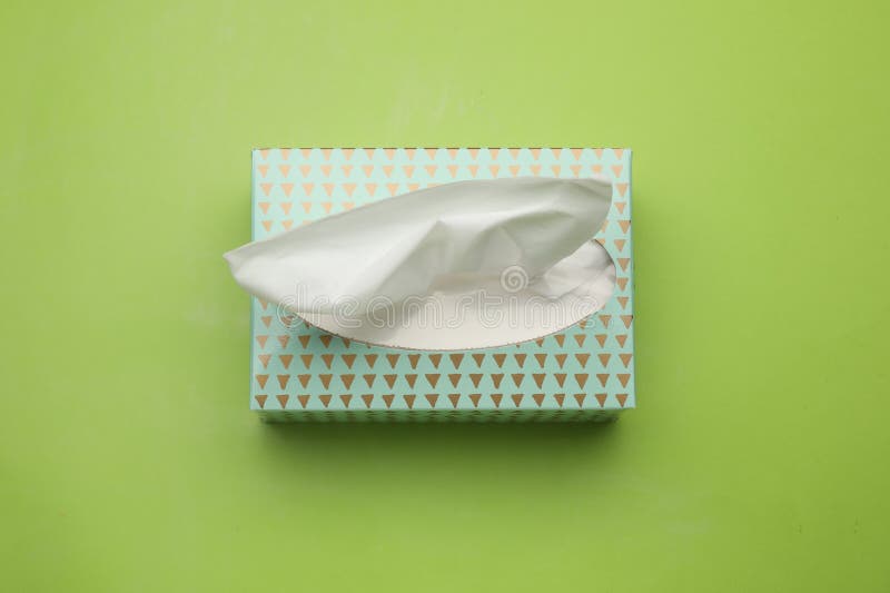 Box of Paper Tissues on Light Green Background, Top View Stock Image ...