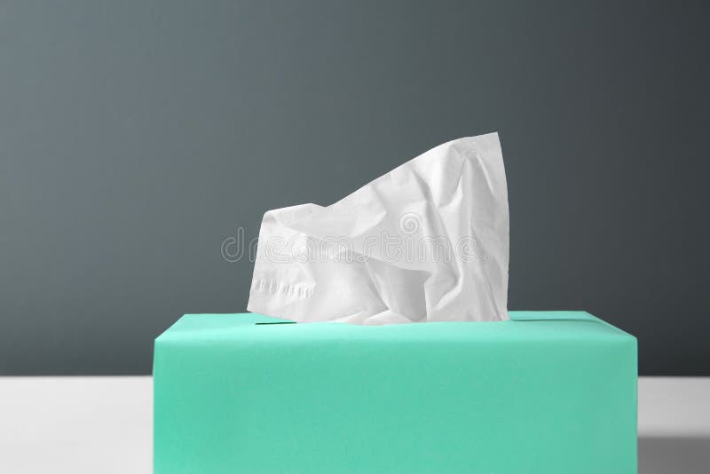 Box with Paper Tissues on Table Against Background, Closeup Stock Photo ...