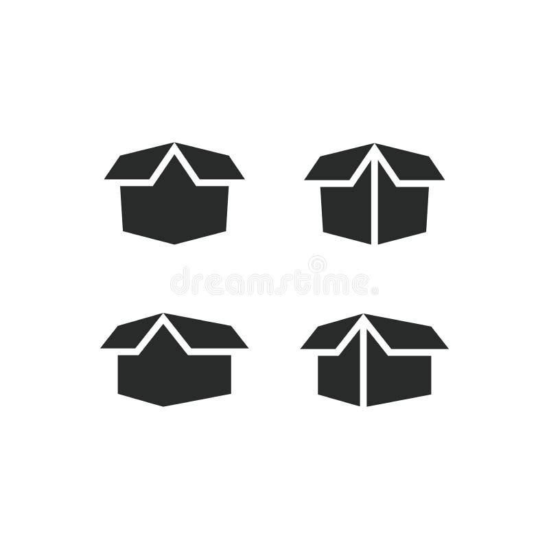 Box or Parcel Black Isolated Vector Icon Set. Stock Vector ...