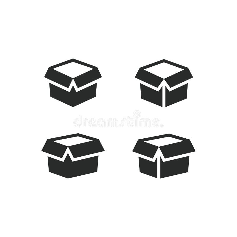 Box or Parcel Black Isolated Vector Icon Set. Stock Vector ...