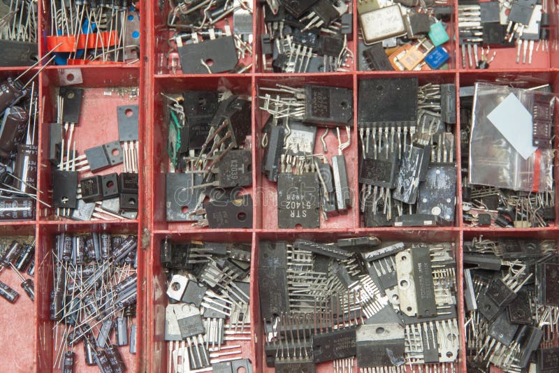 A Box with Parts for Repairing TVs and Other Electronics Stock Image ...