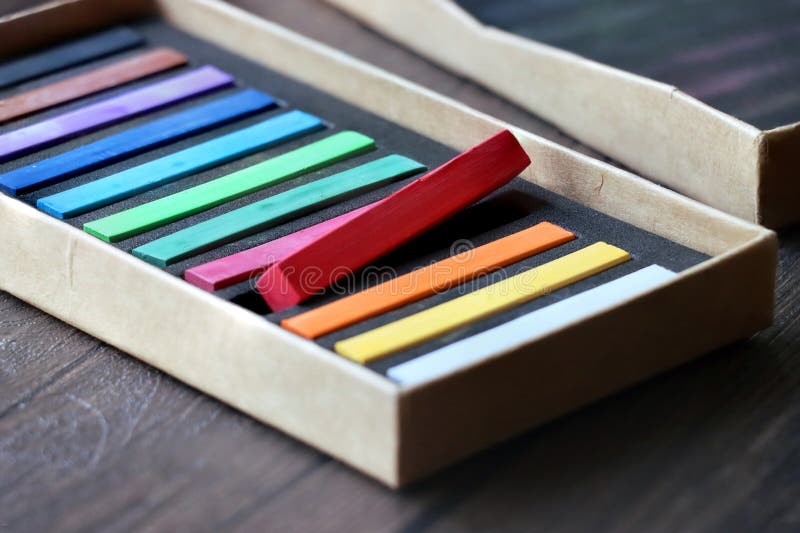 A Box of Pastel Chalks. Many Different Colours in a Pastel Chalk Box ...