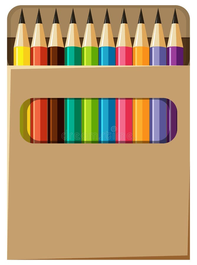 Box of Pencils with Different Colors Stock Vector - Illustration of ...