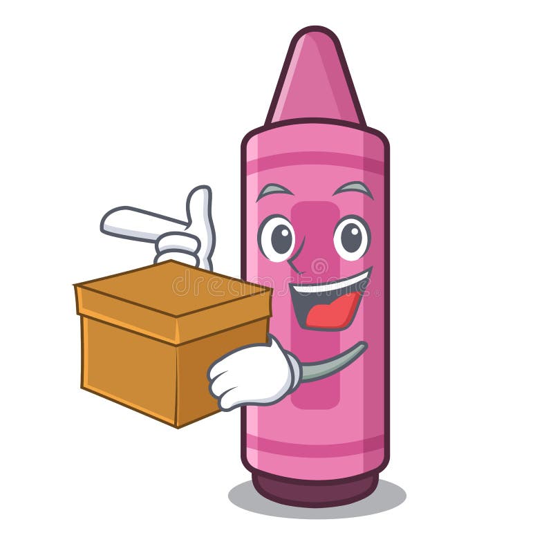 With Box Pink Crayons in Cartoon School Bag Stock Vector - Illustration ...