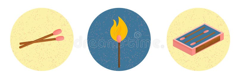 A Box of Pink Matches, a Burning Match and Two Pieces in a Circle with ...