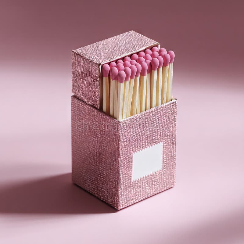 A Box of Pink Matches Sitting on Top of a Pink Surface Stock Photo ...