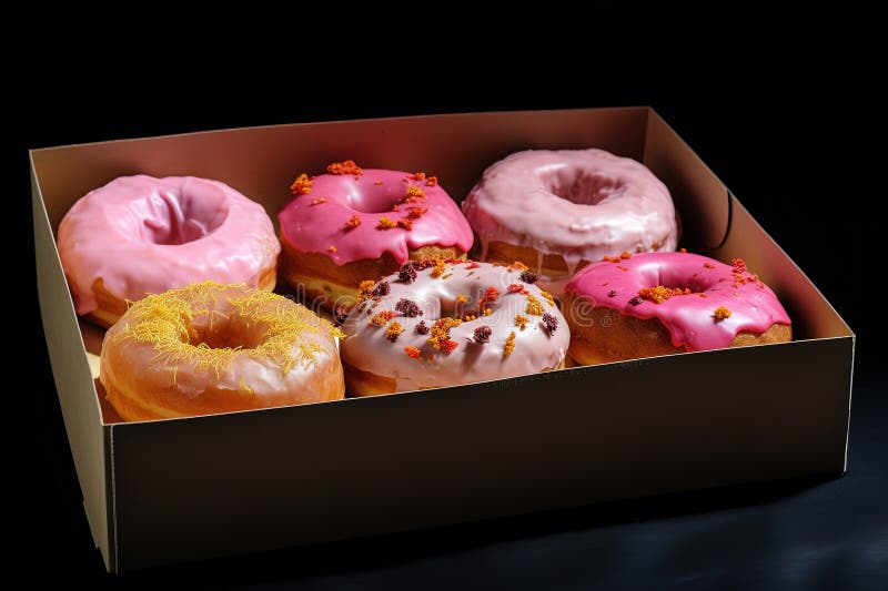 Box of Pink Slightly Melting Messy Colourful Mixed Glazed Donuts ...