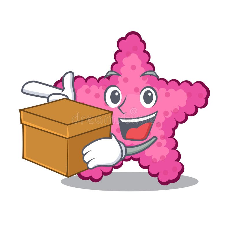 With Box Pink Starfish in the Cartoon Shape Stock Vector - Illustration ...