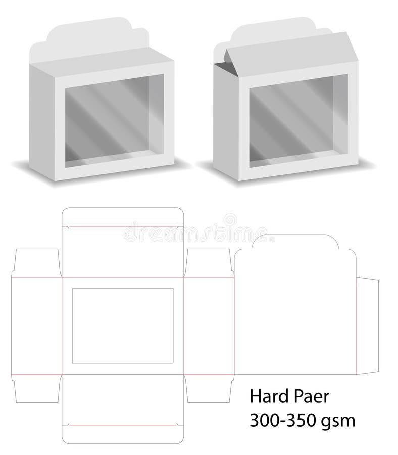 Box with Plastic Window Die Cut Mock Up Template Vector. Stock Vector ...