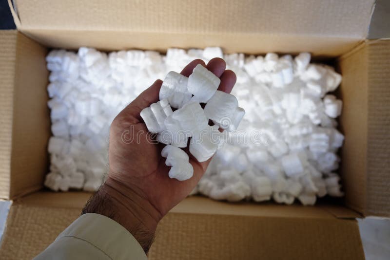 Box with Polystyrene for Packaging Stock Photo - Image of shipping ...