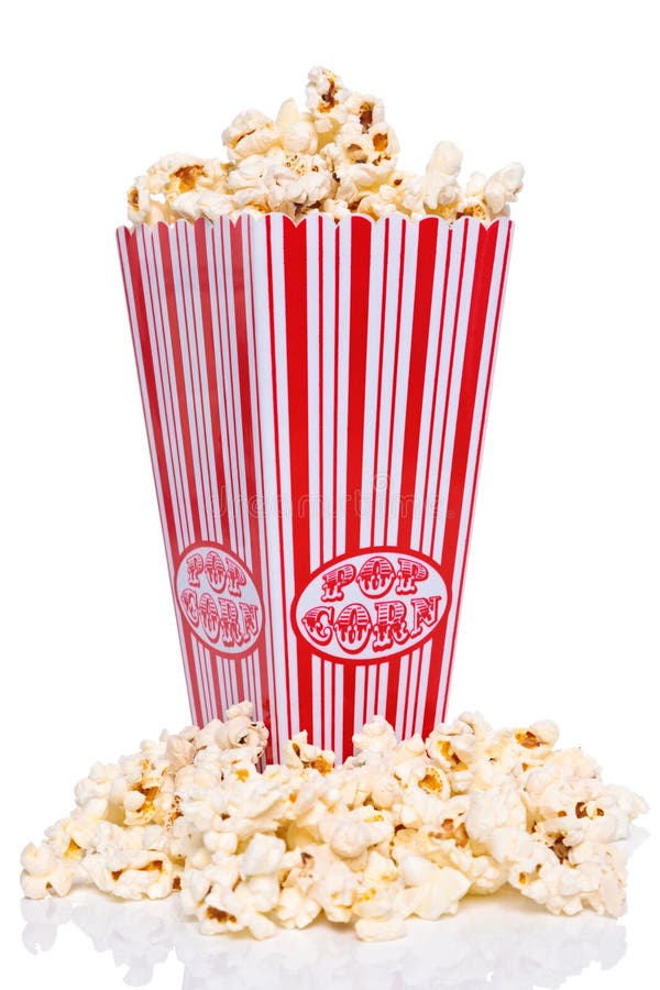 Popcorn in a box on white stock image. Image of healthy - 9846757