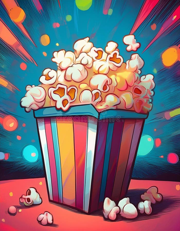 Box of popcorn cartoon stock illustration. Illustration of celebration ...