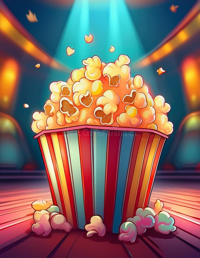 Box of popcorn cartoon stock illustration. Illustration of popcorn ...