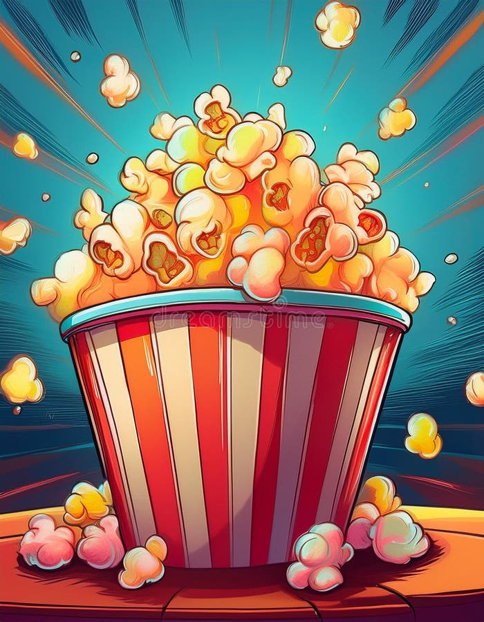Box of popcorn cartoon stock illustration. Illustration of poster ...