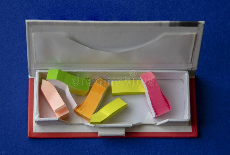 Box with pots-its. stock photo. Image of stickers, indicators - 130304342