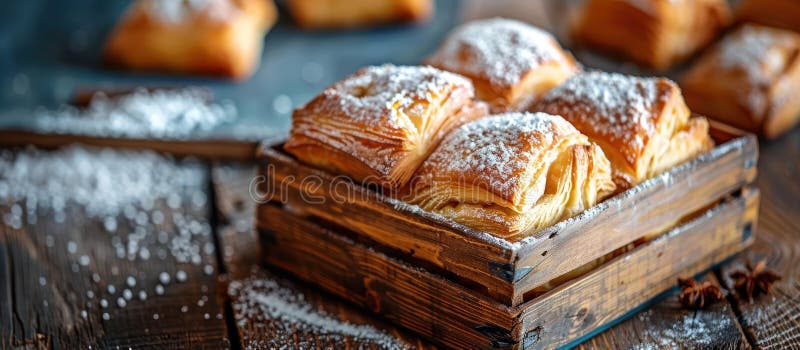 A Box of Powdered Sugar Pastries Stock Photo - Image of delicious ...