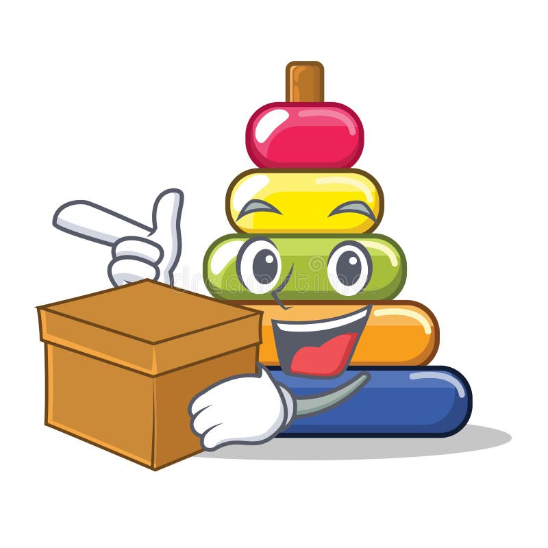 With Box Pyramid Ring Character Cartoon Stock Vector - Illustration of ...