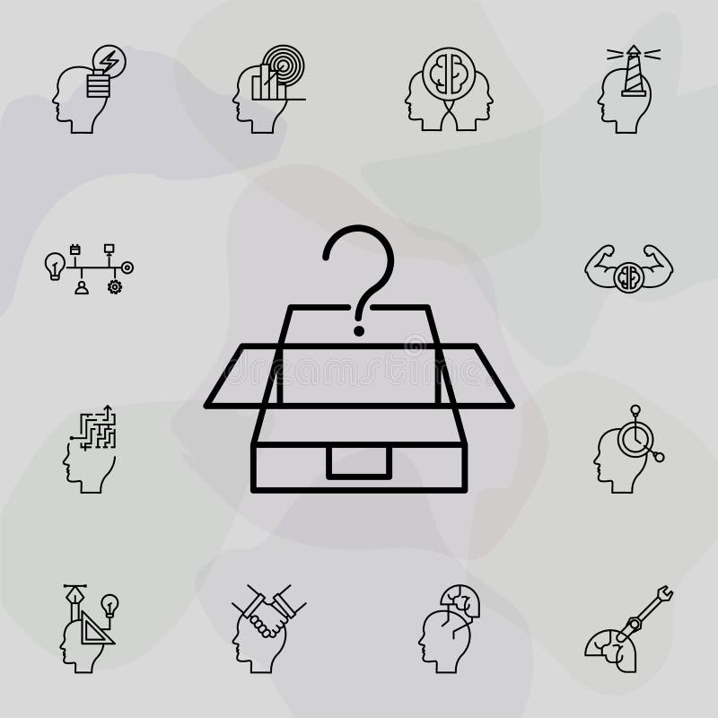 Box, Question Mark, Mind Neon Icon. Elements of Creative Thinking Set ...