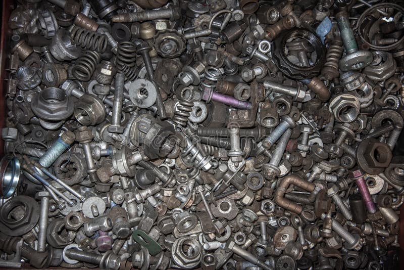Box of Random Nuts and Bolt, Parts, Washers, Screws in Workshop Stock ...