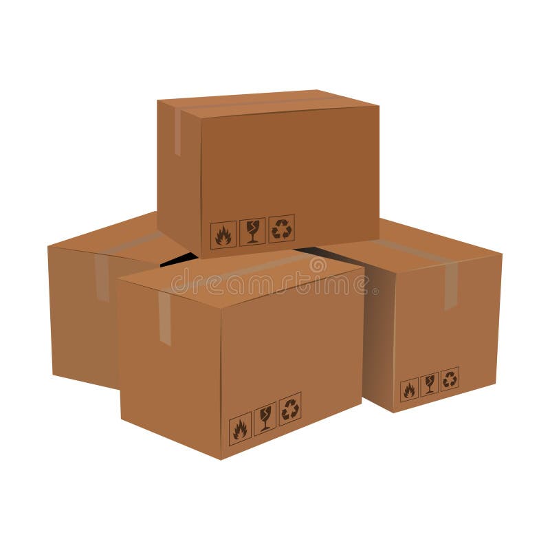 Realistic Vector Brown Cardboard Box-07 Stock Vector - Illustration of ...