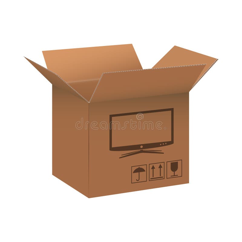Realistic Vector Brown Cardboard Box-05 Stock Vector - Illustration of ...