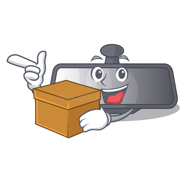With Box Rear View Mirror in Cartoon Shape Stock Vector - Illustration ...