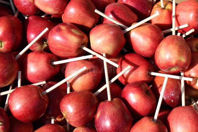 Box of Red Apples with Sticks Stock Photo - Image of preparation, yummy ...