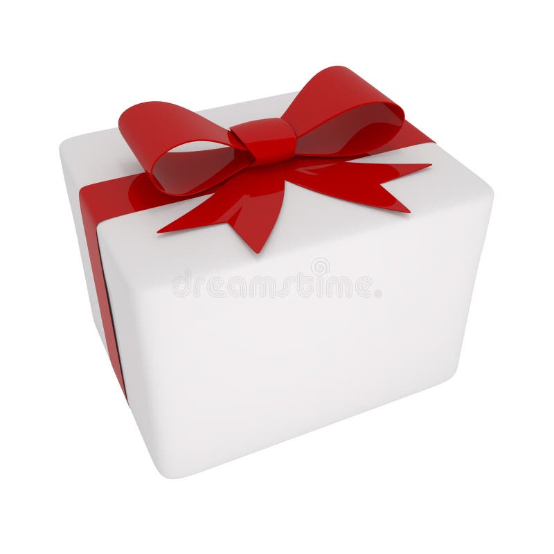 Box with Red Bow Isolated on White Stock Illustration - Illustration of ...