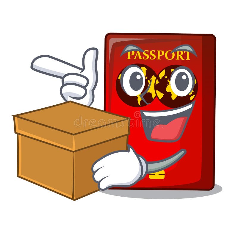 With Box Red Passport in the Cartoon Bag Stock Vector - Illustration of ...