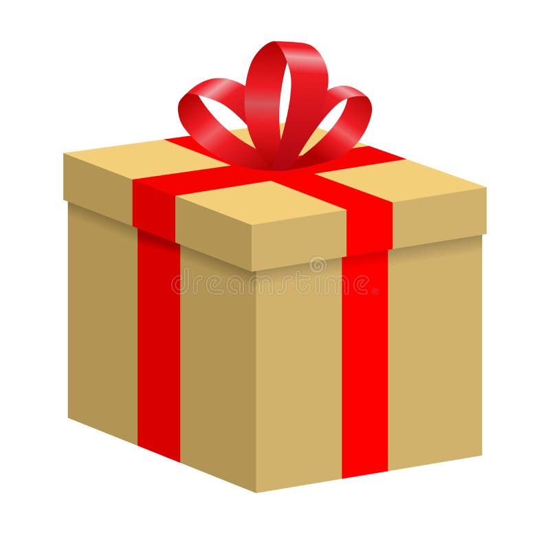 A Box with a Red Ribbon and a Bow Stock Vector - Illustration of ...