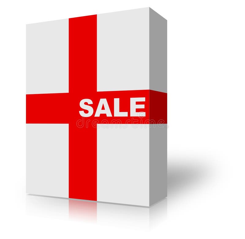 Box with red ribbon - Sale stock illustration. Illustration of cover ...