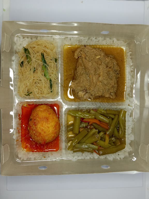 A Box of Rice and Side Dishes Stock Photo - Image of diet, gourmet ...