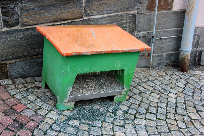 Box with Road Grit on a Street Sidewalk in a City Stock Image - Image ...