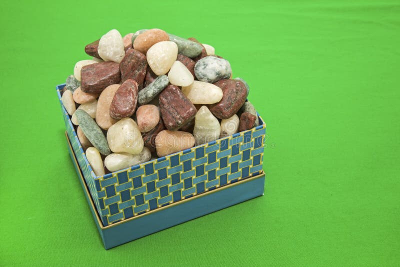 Box of Rocks Decorative Isolated White Stock Image - Image of granite ...