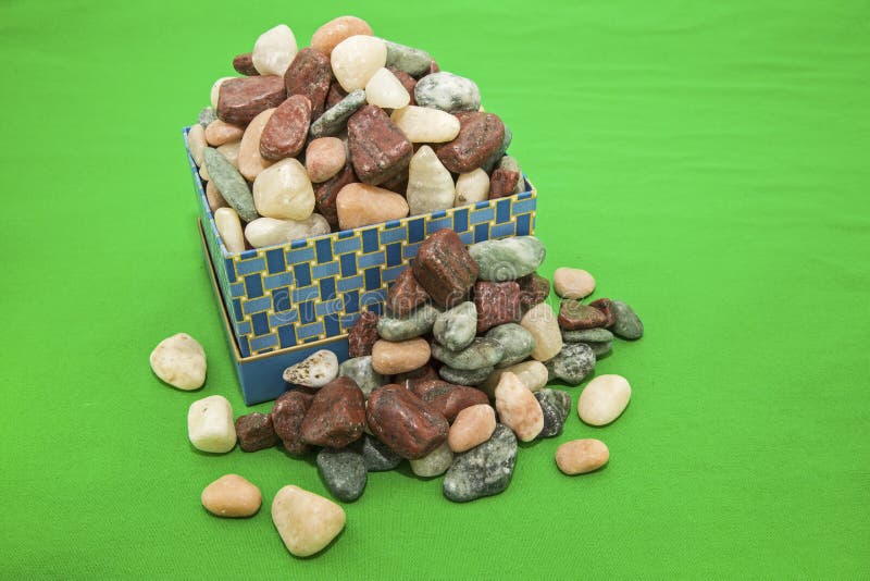 Box of Rocks Decorative Isolated White Stock Image - Image of granite ...