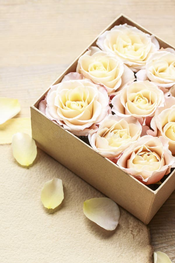 Box with Roses - Romantic Gift Stock Image - Image of marry, mothers ...