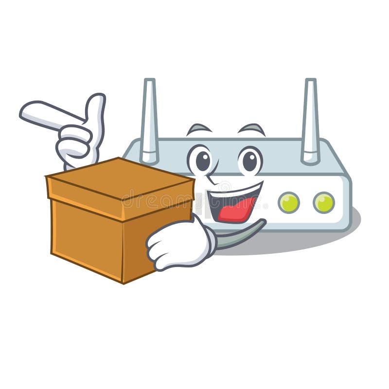 With Box Router is Installed in Cartoon Wall Stock Vector ...