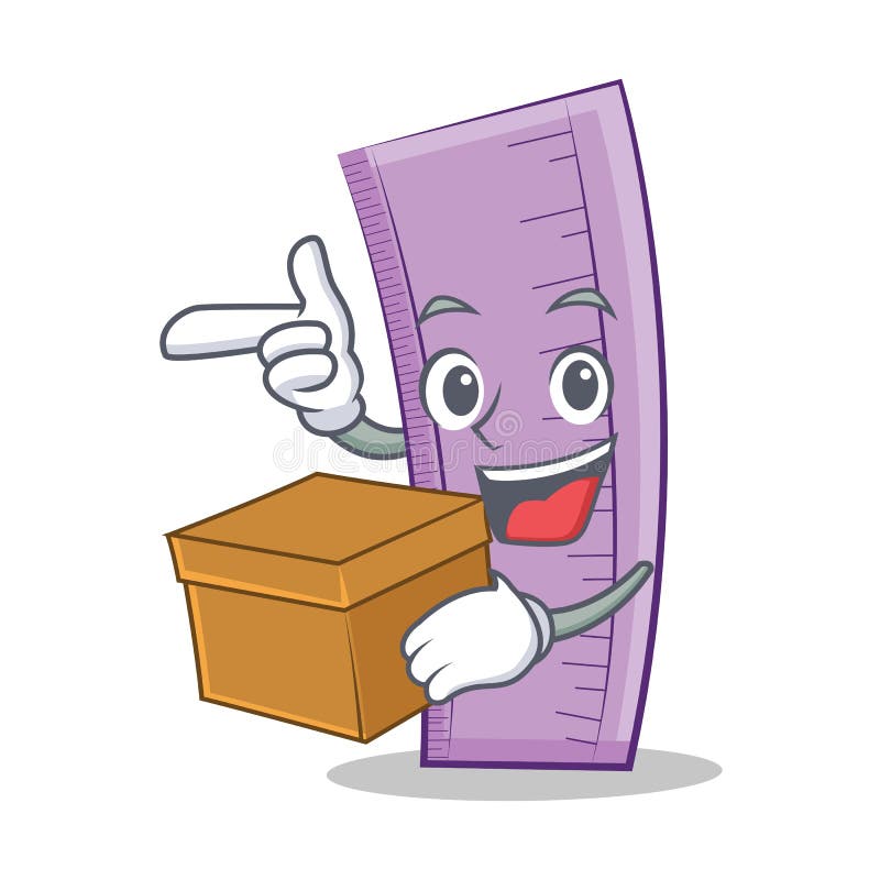 With Box Ruler Character Cartoon Design Stock Vector - Illustration of ...