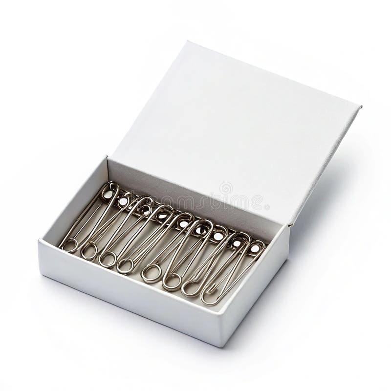 Box of Safety Pins Isolated on White Background Stock Illustration ...