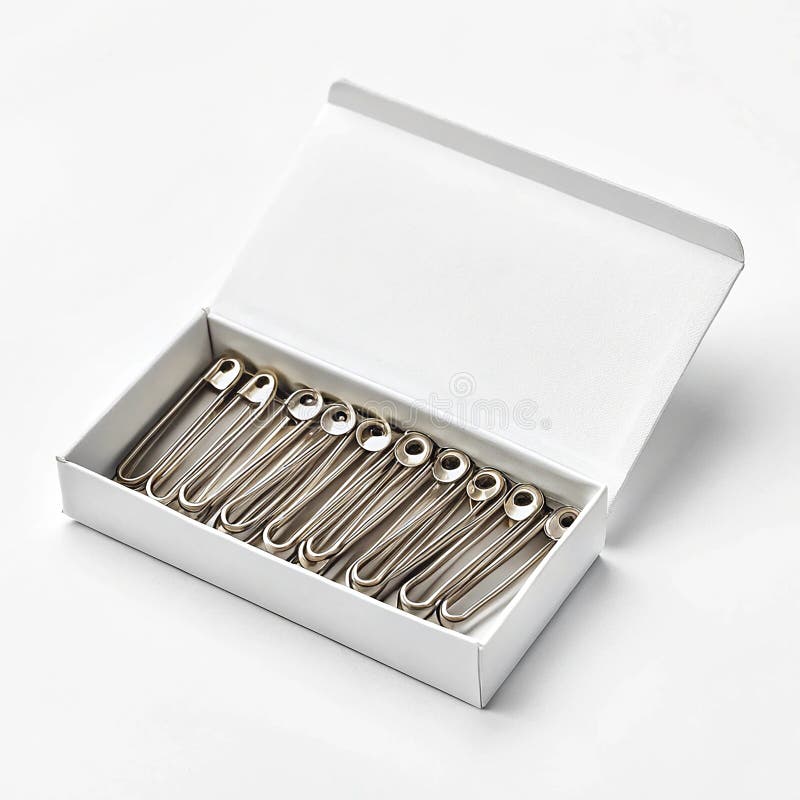 Box of Safety Pins Isolated on White Background Stock Illustration ...