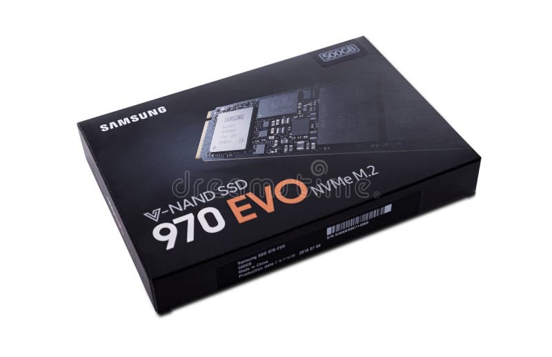 Box of Samsung 970 Evo SSD Drive on White Background. Editorial ...