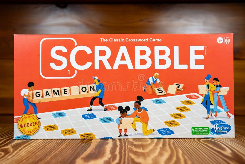 Box of the Scrabble Board Game. Scrabble is a Popular Word Game ...