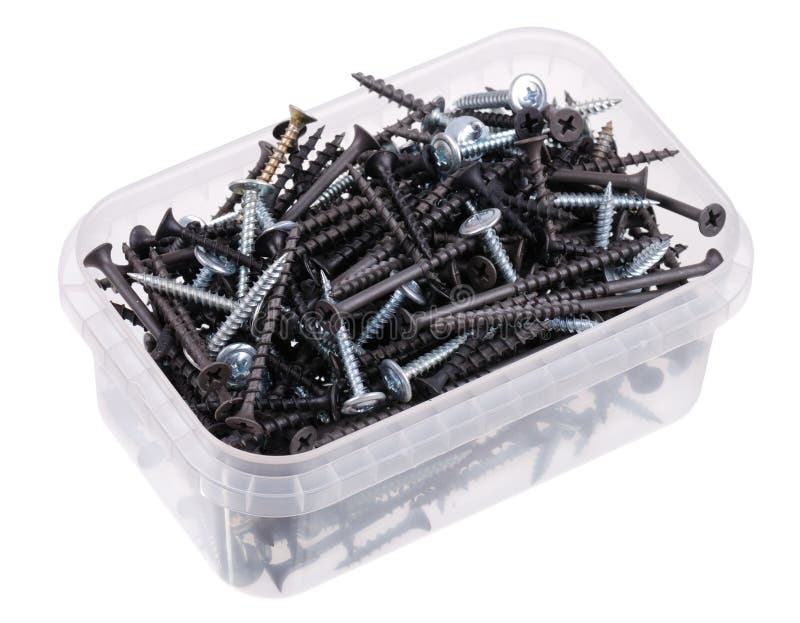 Box of screws on white stock photo. Image of equipment - 20694746
