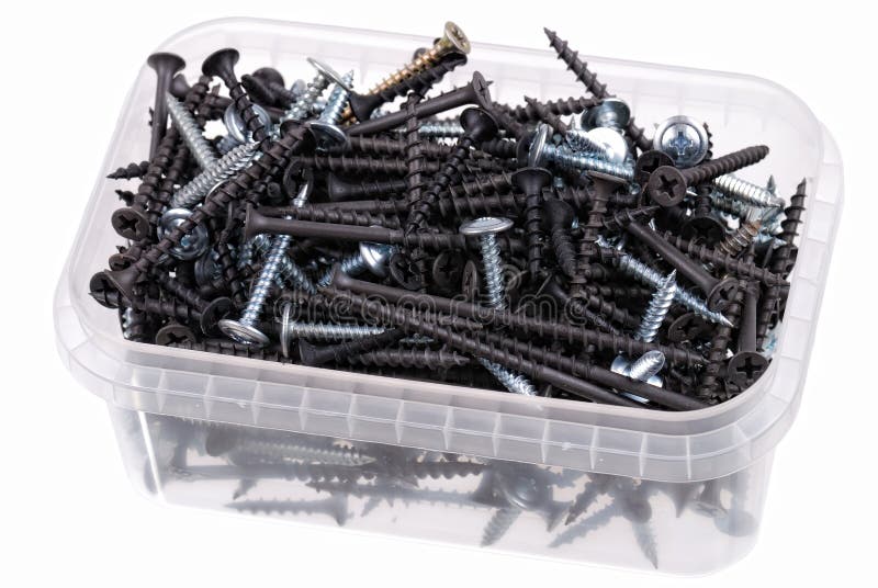 Box of screws on white stock photo. Image of equipment - 20694746