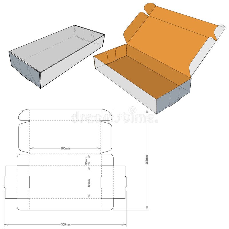 Box Self Assembly and Die-cut Pattern. Stock Vector - Illustration of ...