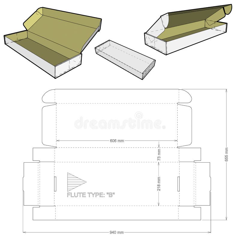 Box Self Assembly and Die-cut Pattern. Stock Vector - Illustration of ...