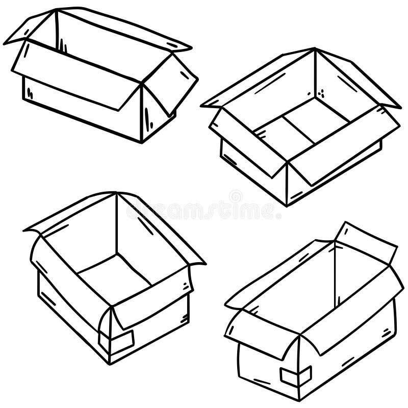 Box. Set of Cardboard Containers. Empty Package. Parcel and Mail. Stock ...